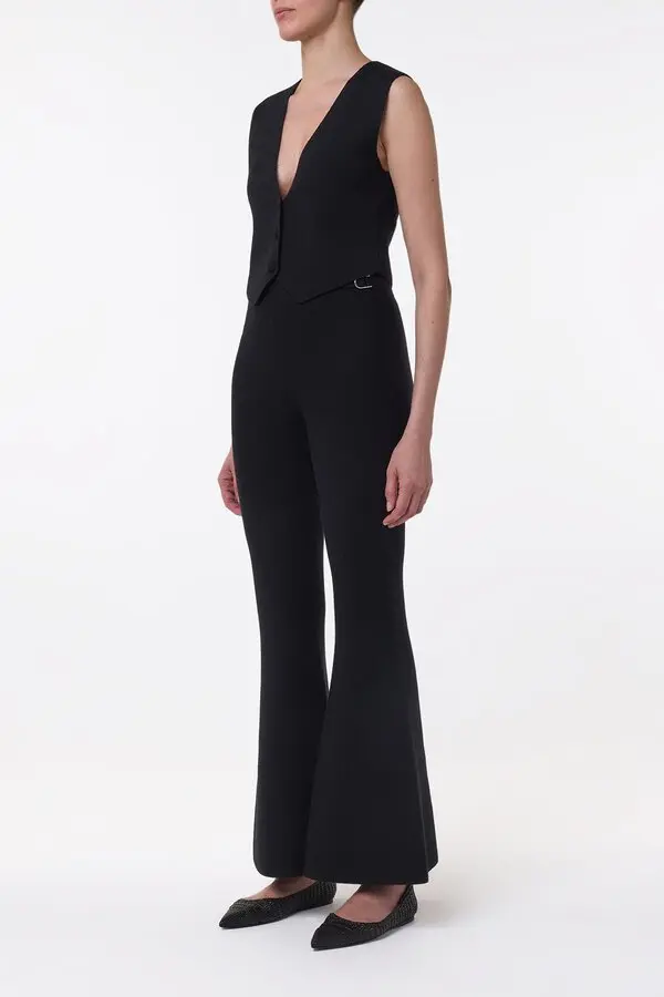 Gabriela Hearst Ayala Cropped Flare Knit Pant In Merino Wool Cashmere - Black