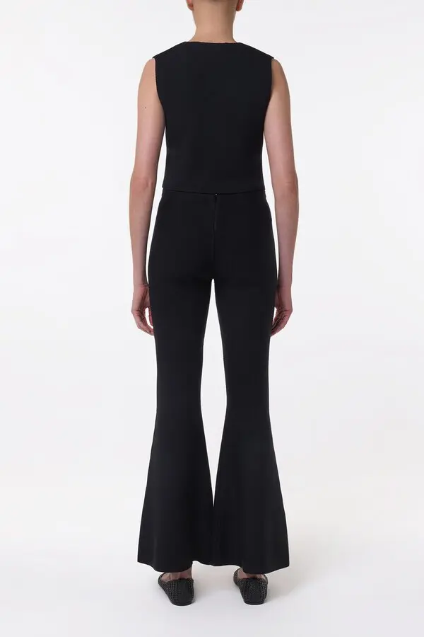 Gabriela Hearst Ayala Cropped Flare Knit Pant In Merino Wool Cashmere - Black