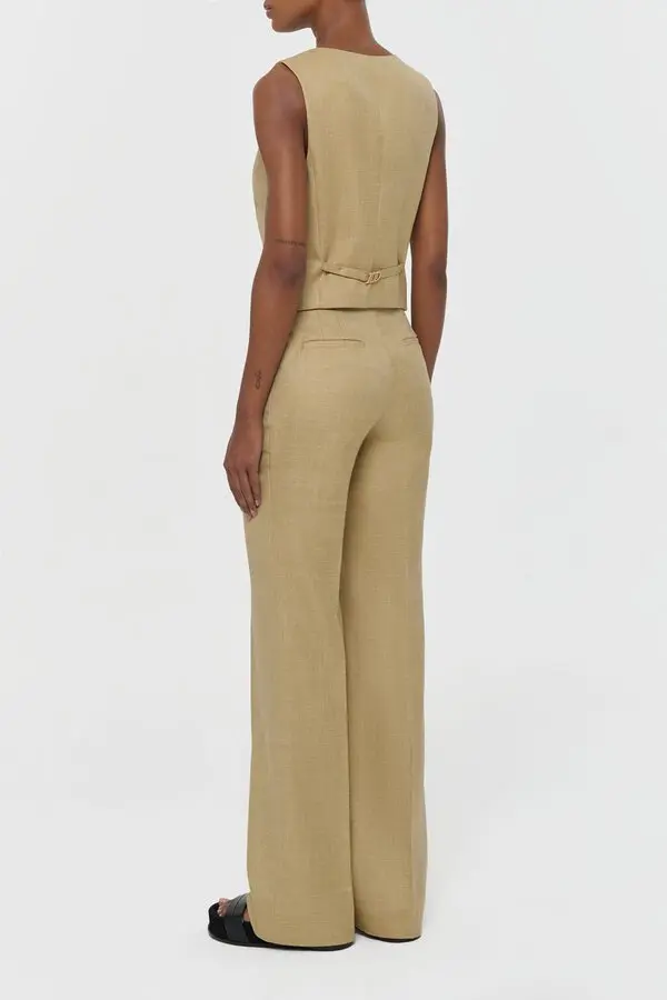 Gabriela Hearst Coleridge Vest In Virgin Wool, Silk, And Linen - Hay