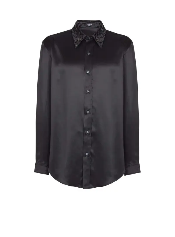 Balmain Silk Shirt With Crystals