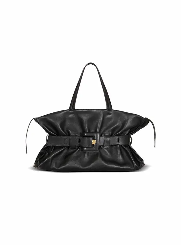 Balmain Large Calfskin Anthem Zip Bag - Black