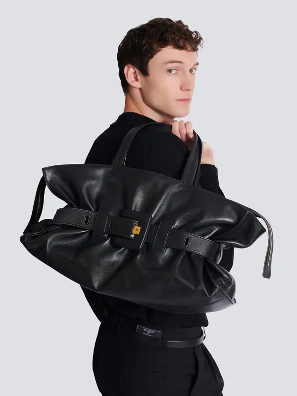 Balmain Large Calfskin Anthem Zip Bag
