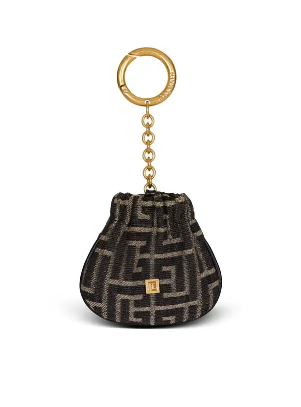 Balmain Pulse Monogram Jacquard Key Ring - Black