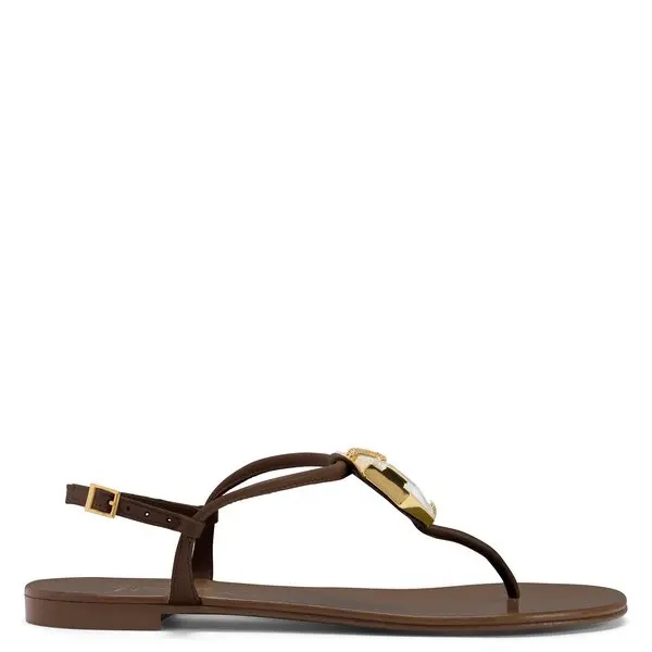 GIUSEPPE ZANOTTI Patrice Crystal Thong Sandals - Brown