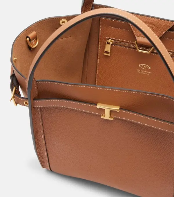 TOD'S T Signature Small Leather Tote Bag