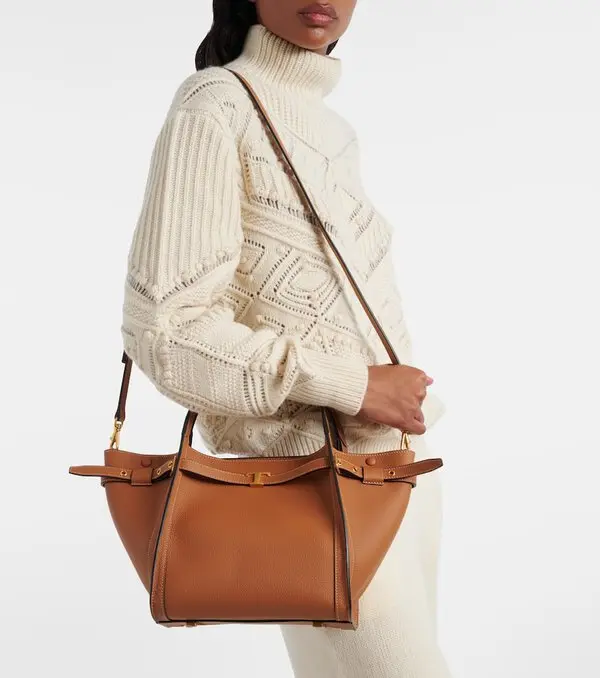 TOD'S T Signature Small Leather Tote Bag