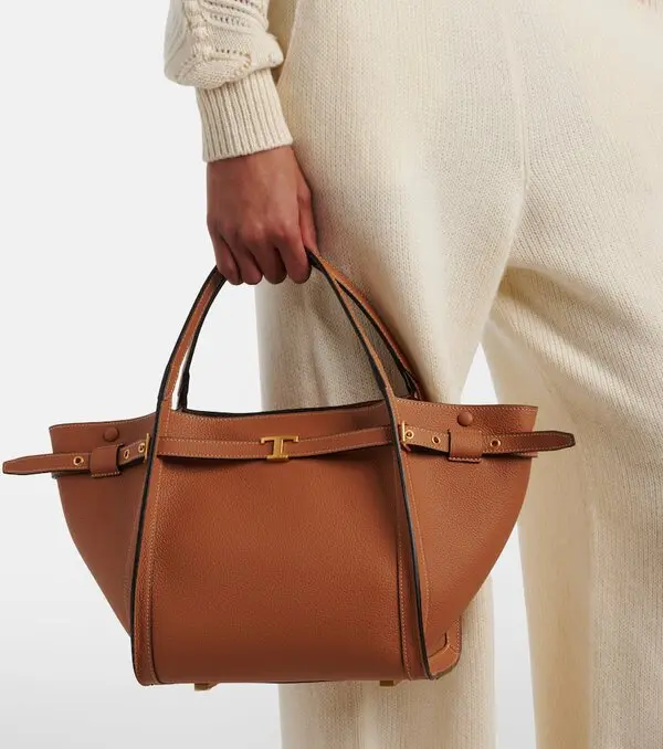 TOD'S T Signature Small Leather Tote Bag
