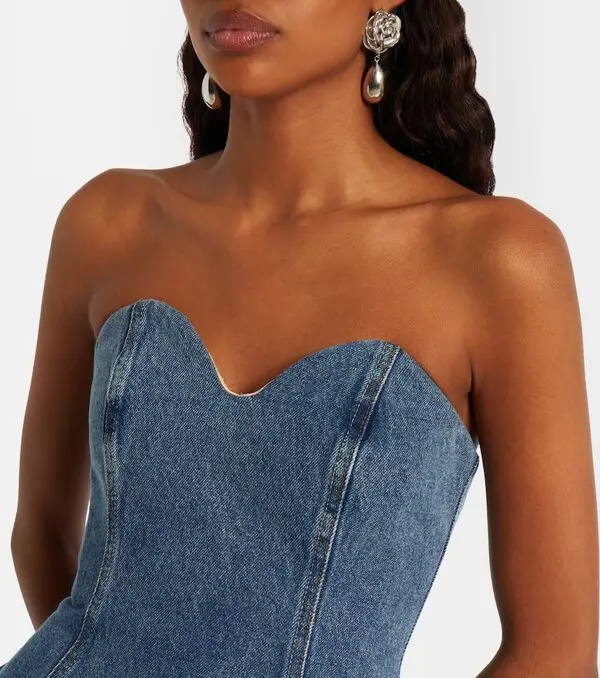 Magda Butrym Denim Bustier Mini Dress