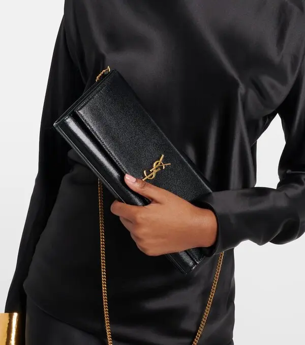 Saint Laurent Kate Leather Clutch - Black