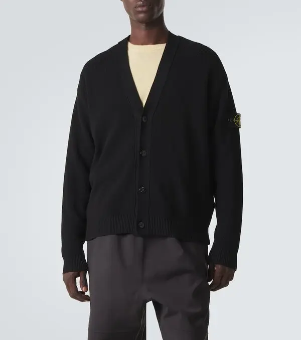Stone Island Compass Cotton Cardigan - Black