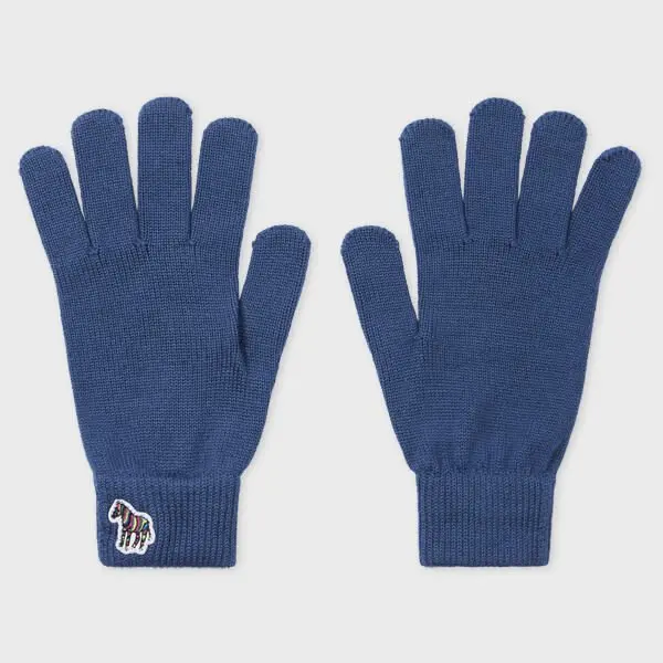 Paul Smith Zebra Logo Wool Gloves - Blue