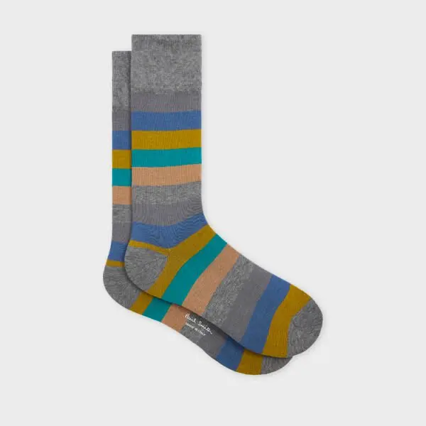 Paul Smith Cotton-blend Striped Socks - Grey