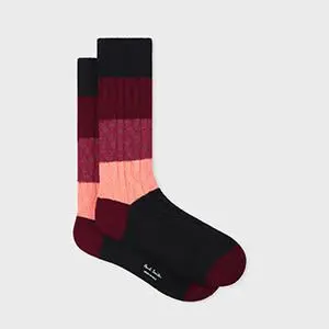 Paul Smith Cable Knit Block Stripe Socks - Black