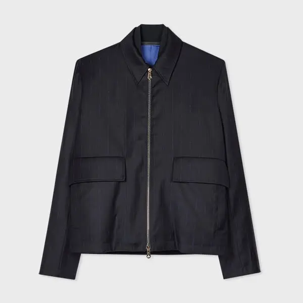 Paul Smith Pinstripe Wool Zip Jacket