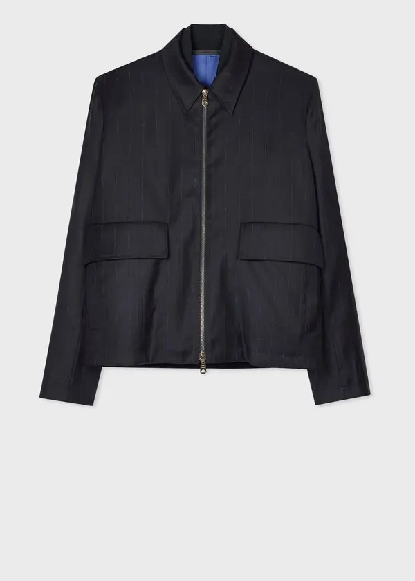 Paul Smith Pinstripe Wool Zip Jacket