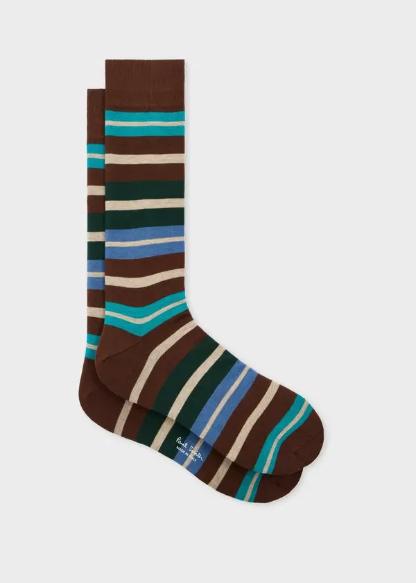 Paul Smith Multistripe Socks - Brown