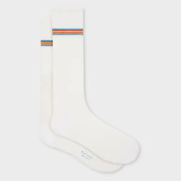 Paul Smith Signature Stripe Trim Socks - White