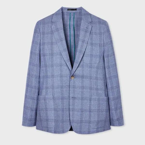 Paul Smith Sky Cotton-linen Check Unlined Blazer
