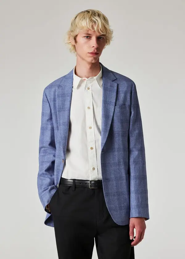 Paul Smith Sky Cotton-linen Check Unlined Blazer