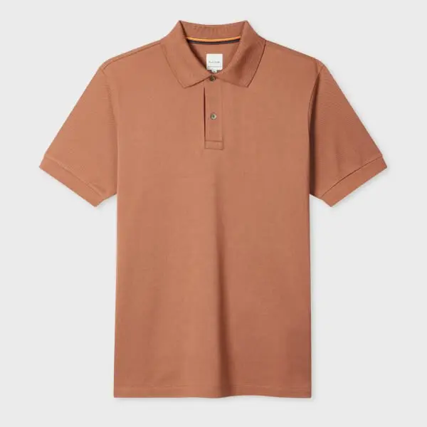 Paul Smith Terracotta Cotton 'artist Stripe' Placket Polo Shirt - Brown