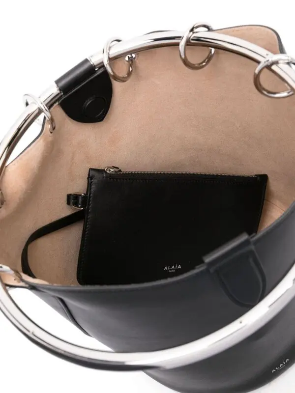 Alaïa Ring Large Leather Bucket Bag - Black