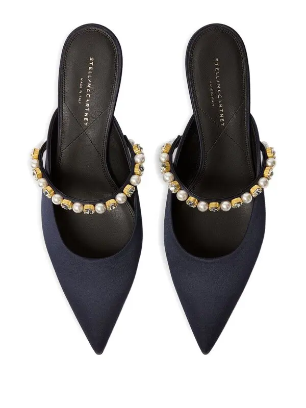 Stella McCartney Elsa Pearl And Crystal Mules - Blue