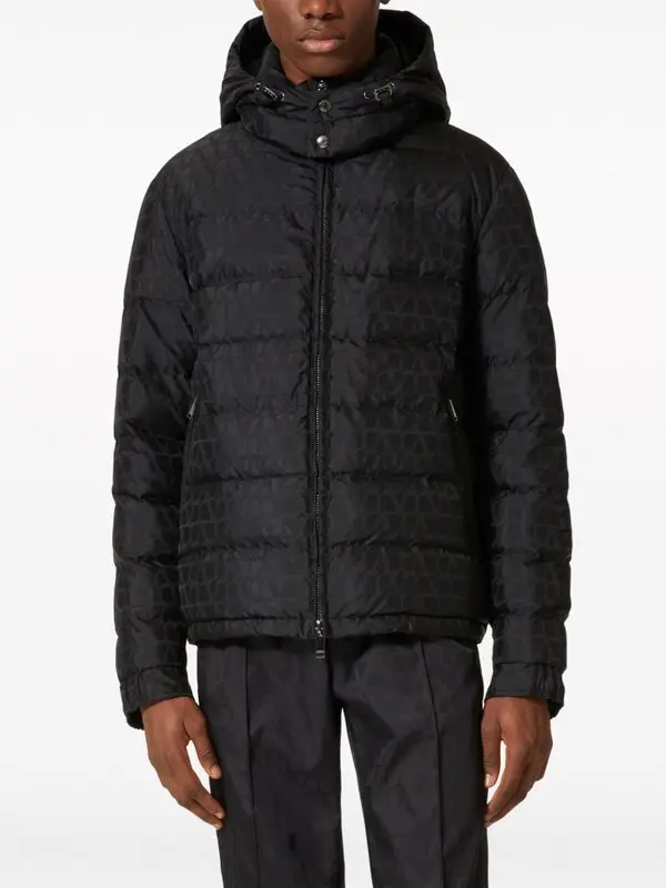 Valentino Garavani Down Jacket With All-over Logo - Blue
