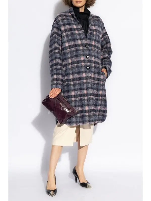 MARANT ETOILE Gabriel Wool Blend Coat - Purple