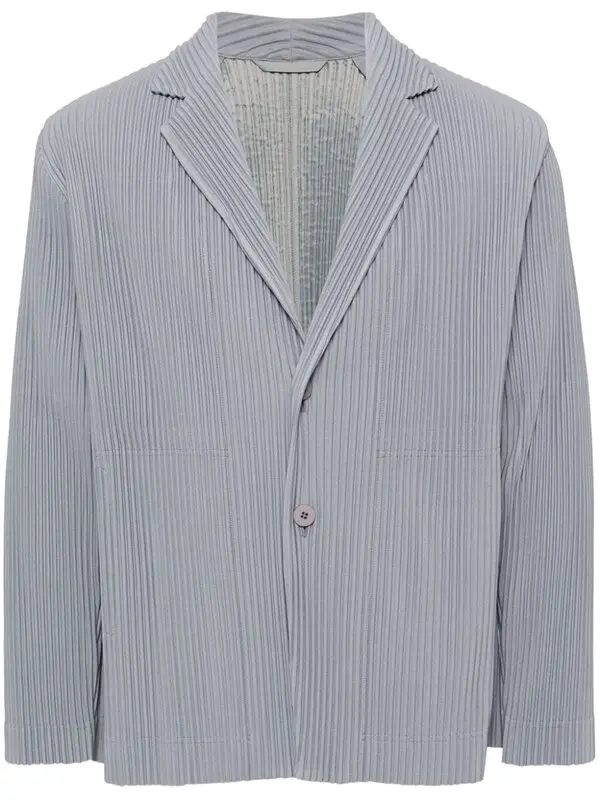 Issey Miyake Pleated Single-breasted Blazer Jacket - Grey