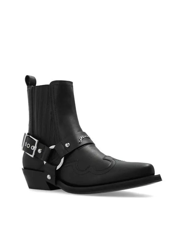 GANNI Chelsea Western Boots - Black