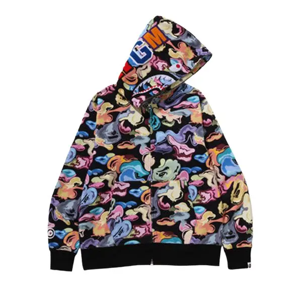 A BATHING APE Art Camo Shark Full Zip Hoodie - Black