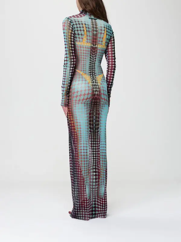 JEAN PAUL GAULTIER Long Sleeve Printed Maxi Dress - Blue