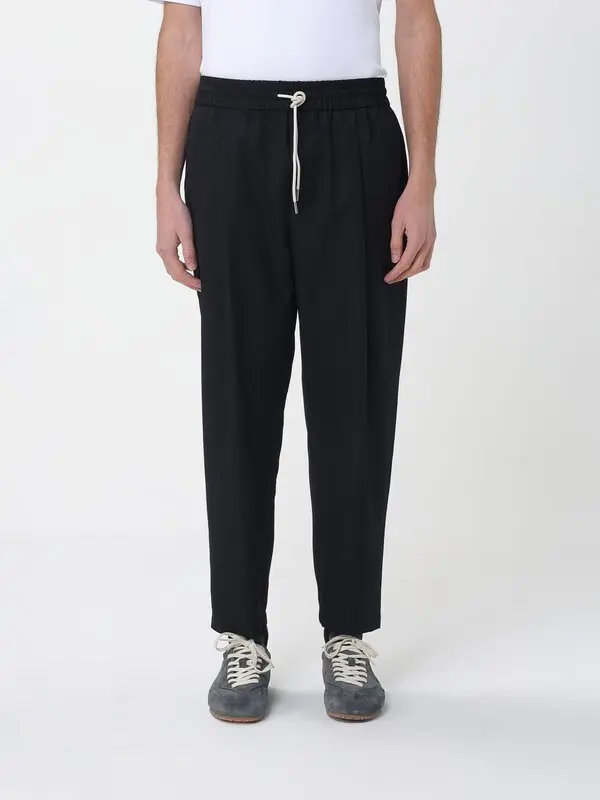 Drole De Monsieur Cropped Wool-blend Jogging Trousers With Drawstring - Black