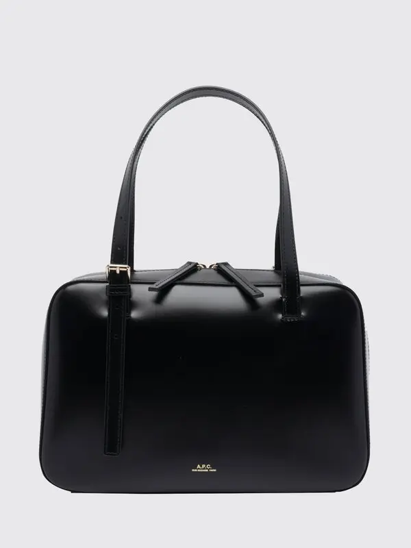 A.p.c. Leather Top Handle Bag With Adjustable Shoulder Strap - Black