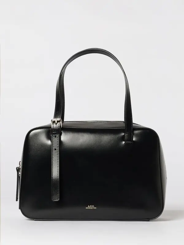 A.p.c. Leather Top Handle Bag With Adjustable Shoulder Strap - Black