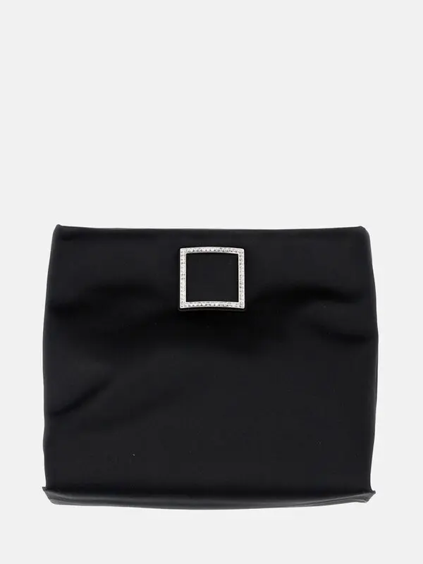 ROGER VIVIER Embellished Clutch With Silver Tone Hardware - Black