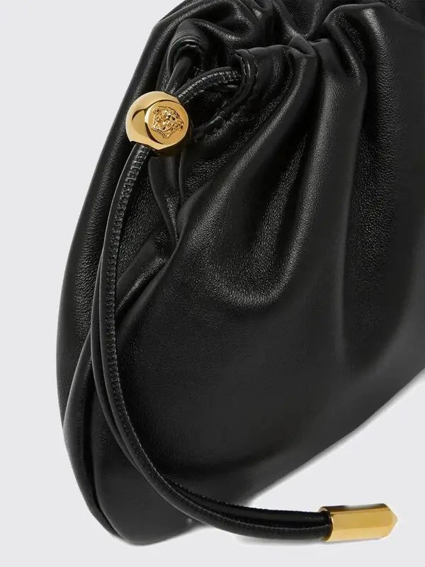 Versace Leather Clutch With Medusa Detail - Black