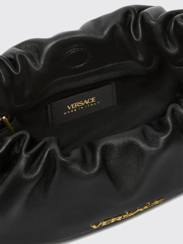 Versace Leather Clutch With Medusa Detail - Black