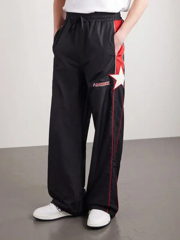 Amiri Straight-leg Logo-embroidered Striped Shell Sweatpants