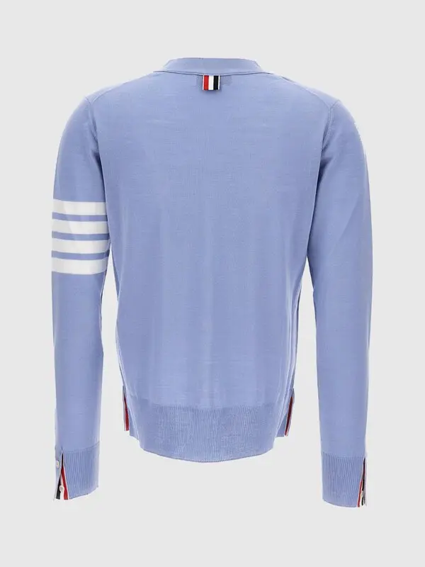 Thom Browne Cardigan With Signature Striping - Gnawed Blue