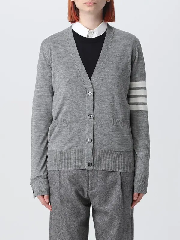 Thom Browne Cardigan In Wool - Grey