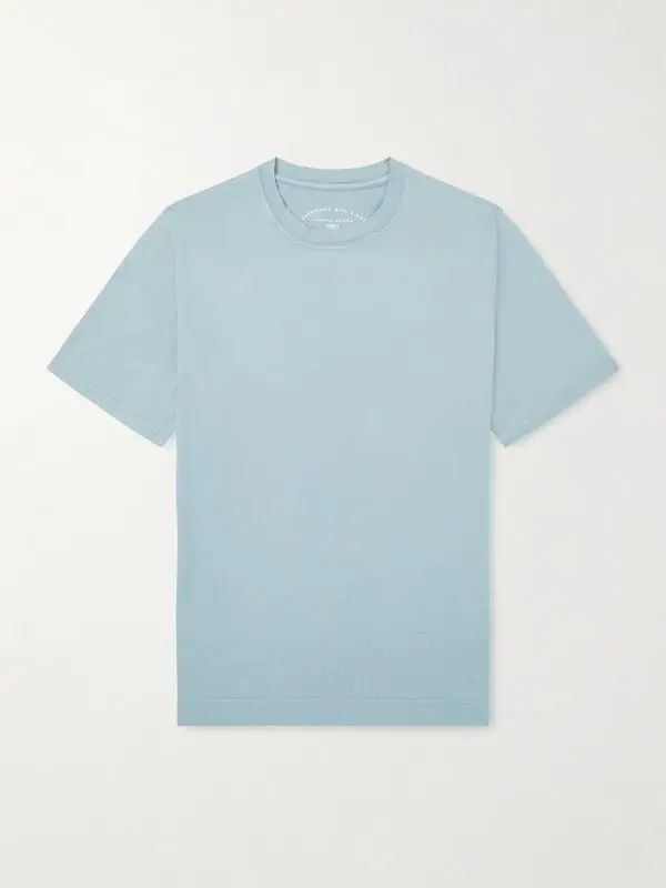 Fedeli Organic Cotton-jersey T-shirt - Blue