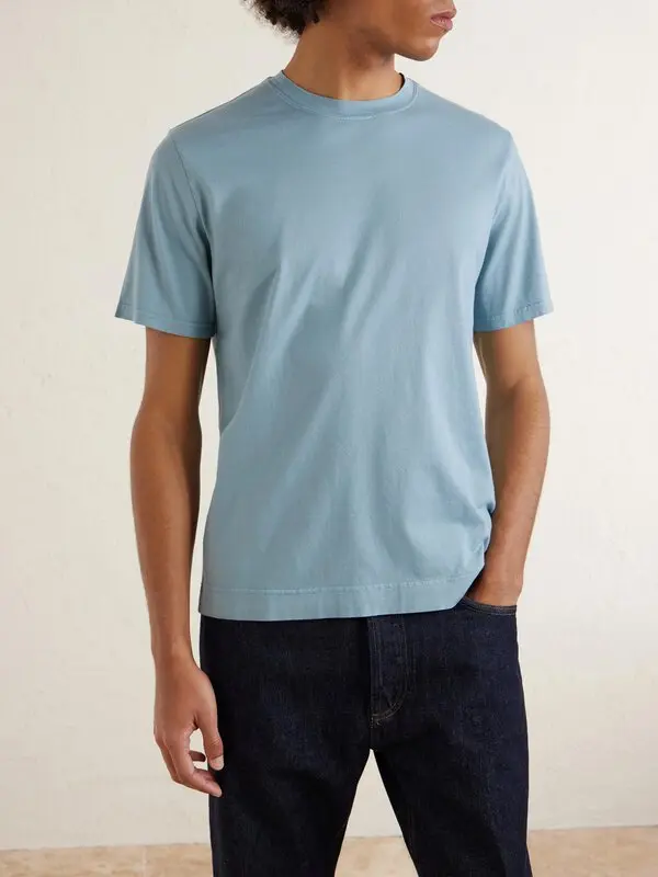 Fedeli Organic Cotton-jersey T-shirt - Blue