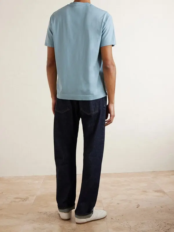 Fedeli Organic Cotton-jersey T-shirt - Blue