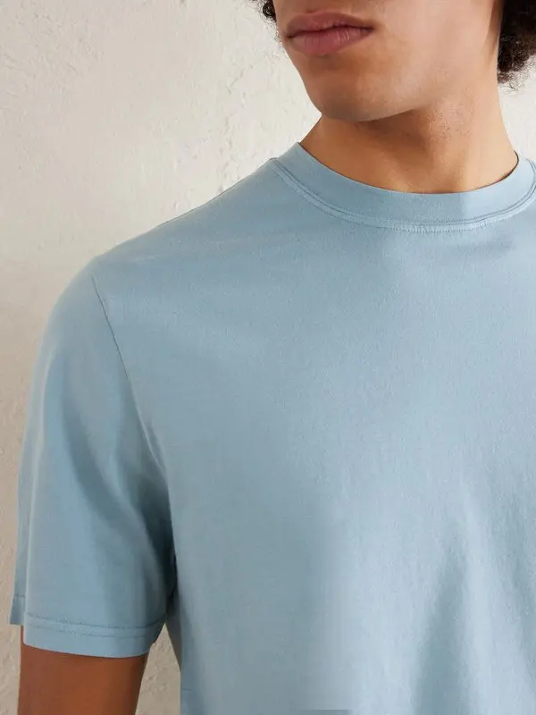 Fedeli Organic Cotton-jersey T-shirt - Blue
