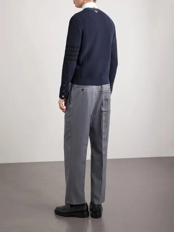Thom Browne Striped Garment-dyed Cotton Cardigan - Blue