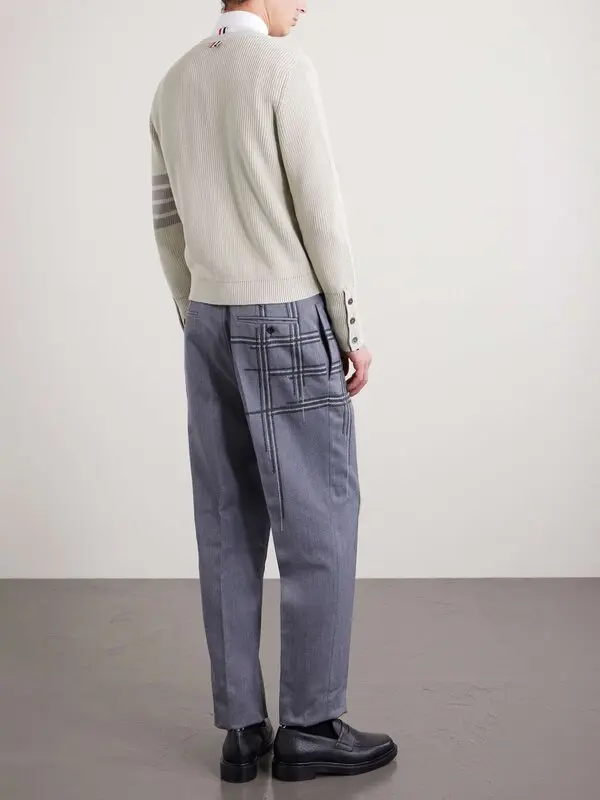 Thom Browne Striped Garment-dyed Cotton Cardigan