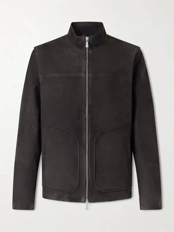 Eleventy Suede Zip-up Jacket - Brown