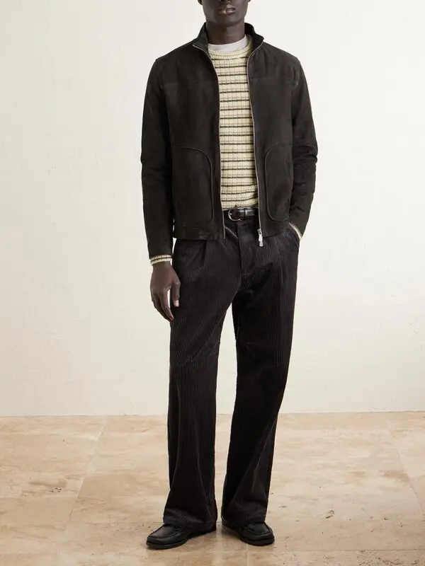 Eleventy Suede Zip-up Jacket - Brown