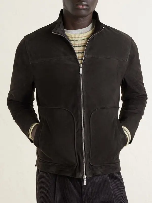 Eleventy Suede Zip-up Jacket - Brown
